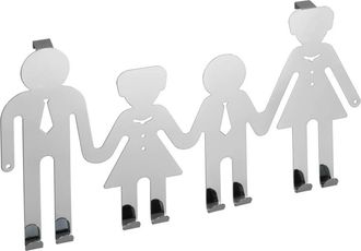 WENKO Wenko T&uuml;rgarderobe Happy Family, 8 Haken, Stahl, 40 x 4 x 21,5 cm, chrom