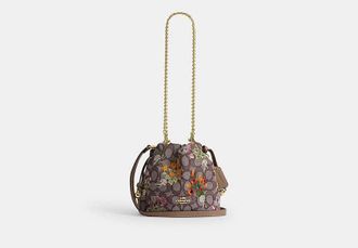 Coach Faye Mini-Tasche Aus Signature-Jacquard Mit Zugband Und Blumenstickerei
