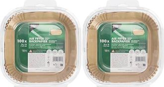 Papstar 100 Backpapiere 16 cm x 16 cm x 4,5 cm braun f&uuml;r Hei&szlig;luftfritteusen (Packung mit 2)