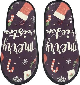 Generic Joyeux No&euml;l 2 Unisexe Chaussons Chaud Slippers Antid&eacute;rapantes Pantoufles Pour Int&eacute;rieur Automne Hiver L