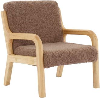 Sweeek Sweeek - Fauteuil scandinave enfant en bois et tissu bouclette marron