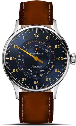 MeisterSinger Pangaea Day Date, Automatik, Stahlblau mit Gold Herrenuhr PDD917G