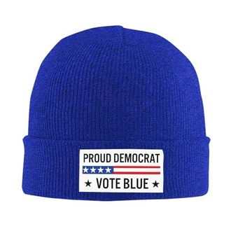 Generic Fier D&eacute;mocrate, Votez Bleu Unisex Watch Cap Souple Bonnets Hiver Chaud Bonnet De P&ecirc;cheur pour Sport Course &Agrave; Pied Le Quotidien