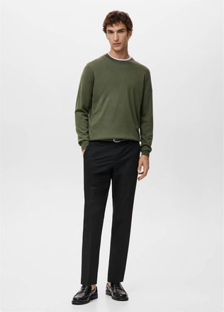 Mango Pull 100 % laine maille fine vert - Homme - XL - MANGO MAN