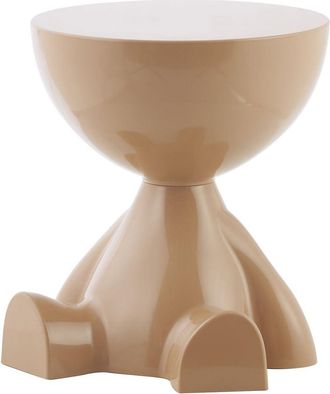 HowHomely Beistelltisch 36x36x41 cm Design beige Leichter Seitentisch aus Kunststoff mit glänzender Oberfläche Couchtisch Nachttisch dekoratives Element