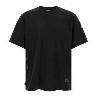 Moncler T-shirt en coton avec logo - Homme - Tops - Noir - Taille: L