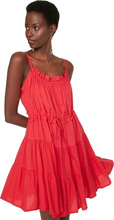 Trendyol Trendyol Damen Binding, Detailed Sleeve Dress, Rot, 40 EU