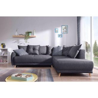 Best Mobilier Lena - canapé dangle droit convertible - 5 places - gris foncé - style scandinave