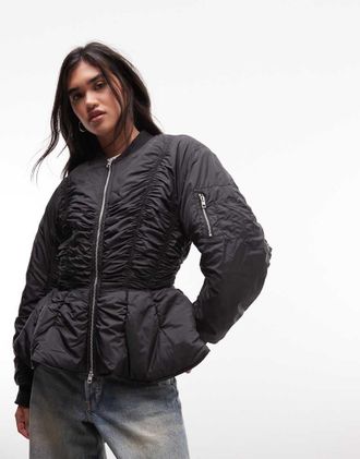 Monki bomber fronc&eacute;-Noir