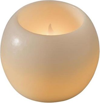 Konstsmide 1964-100 LED Dekoration Echtwachskugelkerze / für Innen (IP20) / Batteriebetrieben: 2xC 1.5V (exkl.) / warm weiße Diode flackernd / mit Schalter und 4