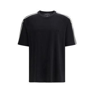 Yohji Yamamoto Homme, Tops, Noir, Taille: M T-shirt &agrave; Manches Courtes avec 3 Bandes