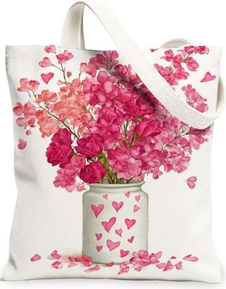 Generic Sacs fourre-tout en toile florale, sacs d&eacute;picerie r&eacute;utilisables, sacs d&eacute;picerie r&eacute;utilisables printaniers, vintage, artistique, l&eacute;ger, lavable, p&ecirc;che,