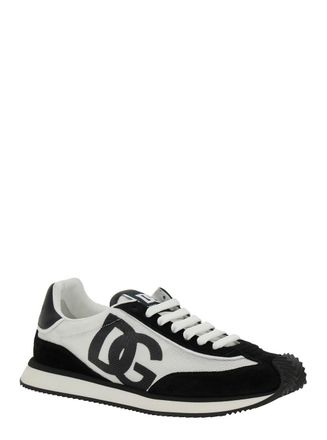 Dolce & Gabbana Mens Sneakers Aria White-Black Leather Lambskin Trainers White/black