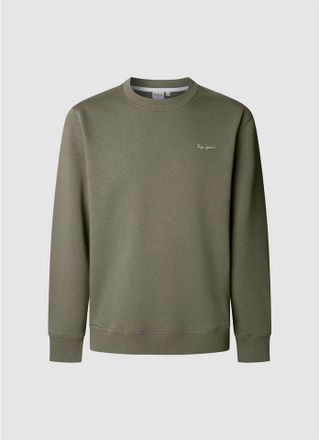 Pepe Jeans London Sweatshirt MACBETH SMALL LOGO PLAIN CREW mit Rundhals, Label-Stitching