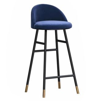 Generic Samt-Barhocker mit Metallbeinen, gepolsterter Samt-Hocker in Tresenh&ouml;he, Esszimmer- und Kneipenstuhl
