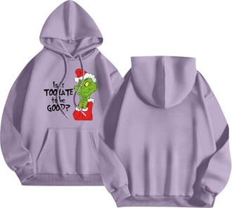 Generic Le Grinch Sweat Femme A Capuche Noel Sweet Deguisement Plaid The 2025 Chaud Adulte De Pull Femmes Christmas Polaire Oversize Pulls Vetement Vêtements 