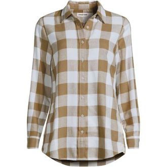 Lands End Boyfriend-Bluse aus Flanell, Damen, Gr&ouml;&szlig;e:48-50 plus, Beige, Baumwolle, by Lands End