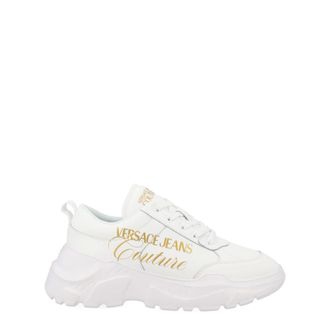 Versace Jeans Couture Basses en cuir &agrave; logo Chunky - Femme - Chaussures - Blanc - Taille: 41 EU