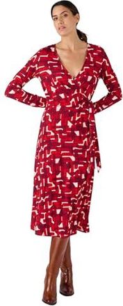 Damart Robe Maille Effet Cache-Coeur Viscose Stretch Femme Rouge Imprim&eacute; Taille 38/40