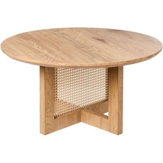 Beliani Table Basse Moderne en MDF et Rotin 80 cm Meuble de Salon Marron Clair Karlo