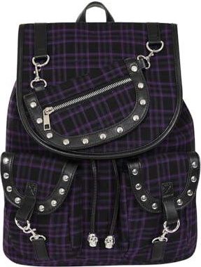 Banned Yamy Tartan Tissu Vichy Punk Sac &agrave; dos - Violet