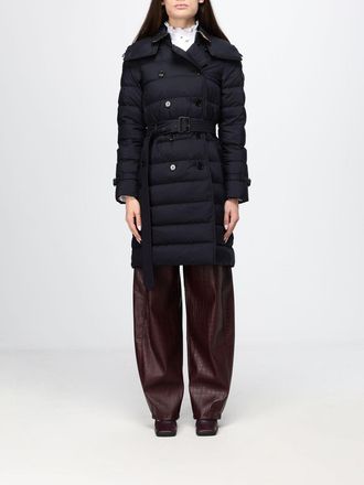 Burberry Figurbetonter Doppelreiher-Daunenmantel aus gestepptem Nylon mit Kapuze und G&uuml;rtel