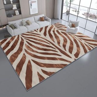 Generic Tapis de lenfant Vintage Aquarelle Animaux Z&egrave;bre Textur&eacute; Tapis rectangulaire, 180 x 240 cm Moquette de Chambre &agrave; Poils Ras, Brun &Eacute;cologique Paillasson