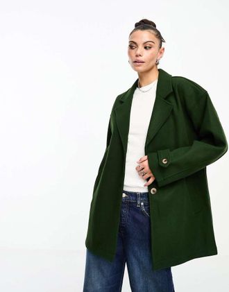 Noisy May Lockere Blazer-Jacke in Khaki mit Oversize-Schnitt-Gr&uuml;n