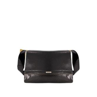 Alexander McQueen Geknackte Lederschultertasche - - Bags - Herren - Schwarzk - ONE SIZE