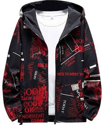 Generico Veste imperméable réversible avec imprimé camouflage, légère pour homme, respirante, imperméable et coupe-vent pour activités de plein air, rouge, XXX