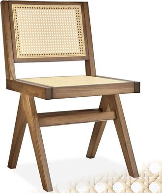 TecTake Tectake - Chaise en bois lissy avec cannage viennois design rétro chêne clair