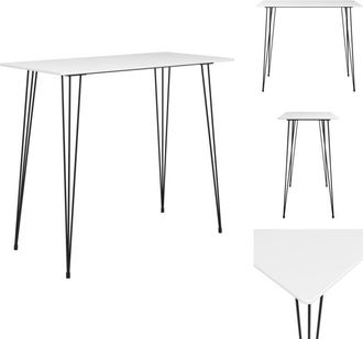 vidaXL Bartisch Weiß 120x60x105 cm - Stehtisch - Bartisch - Kücheninsel - Weißer Tisch - Schwarzer Tisch