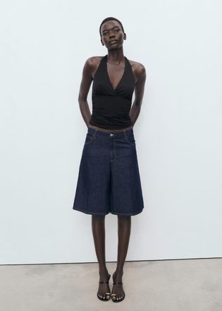 Mango Rückenfreies Top mit V-Ausschnitt schwarz - Damen - XS - MANGO