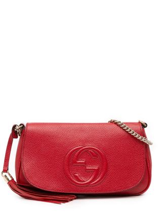 Gucci 2016-2025 mittelgroße Soho Chain Flap Umhängetasche aus Leder - Rot