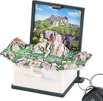 Generic Porte-clés à livre pliable - Porte-clés avec scène de paysage, porte-clés avec pendentif Créativité sans effort avec design de boucle pour clés de voi