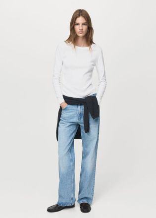 Mango T-shirt coton manches longues blanc - Femme - XXS - MANGO