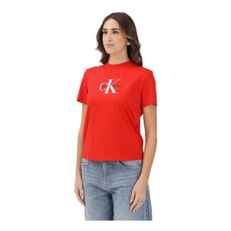 Calvin Klein Jeans Femme, Tops, Rouge, Taille: 36 FR Monogram Logo Tee