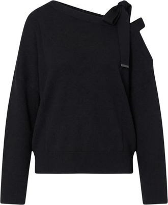 Liu Jo Strickpullover mit Schleife - - Knitwear - Damen - Schwarzk - XS