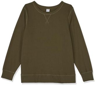 Amazon Essentials Pull à Col Rond en Polaire (Disponible en Grandes Tailles) Femme, Vert Olive, L
