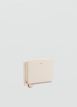 Mango Portefeuille petit effet saffiano &eacute;cru - Femme - Taille unique - MANGO