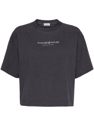 Brunello Cucinelli t-shirt en coton &agrave; logo imprim&eacute; - Noir