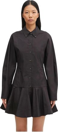 Ganni Femme, Robes, Noir, Taille: 38 FR Robe chemise