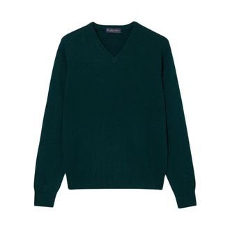 Brooks Brothers Woll-Kaschmir V-Ausschnitt Pullover - - Knitwear - Herren - Gr&uuml;n - M