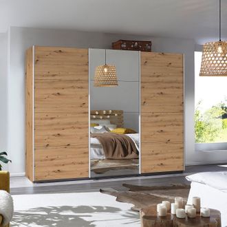 Rauch Orange home24 Schwebetürenschrank I 271cm Braun/Eiche Artisan Dekor Premium 1 Spiegeltür