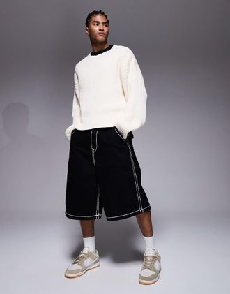 True Religion Mikey Super Wide T - Bermuda ultra-ample - Indigo fonc&eacute;-Bleu