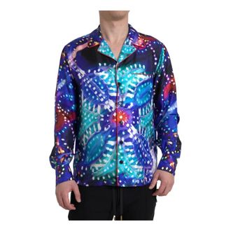Dolce & Gabbana Seidenes Pyjama-Shirt mit psychedelischem Druck - - Shirts - Herren - Mehrfarbig - L