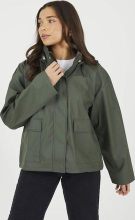 Brave Soul Trench court caoutchout&eacute; &agrave; capuche - Kaki-Vert