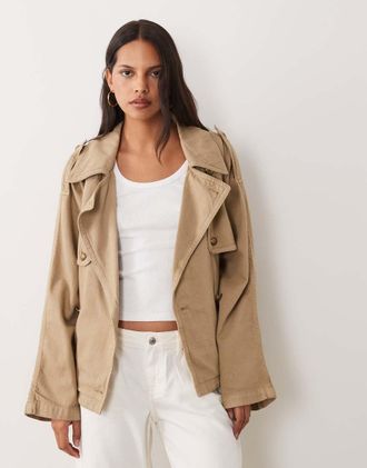 Mango trench court oversize couleur sable-Neutre