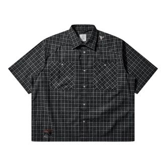 Roa Roa, Homme, Chemises, Gris, Taille: M Aair Floweave Printed Check Short Sleeve Shirt
