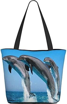 AOOEDM Animal-Dolphins Ladies Shopping Bag 13x11x7in.Le cadeau parfait pour la Saint-Valentin.Cest de la Saint-Valentin pour maman, fille, &eacute;pouse, etc